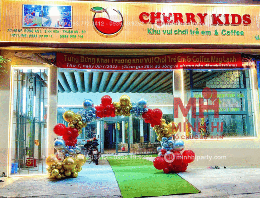 MẪU TRANG TRÍ KHAI TRƯƠNG KHU VUI CHƠI CHERRY KIDS